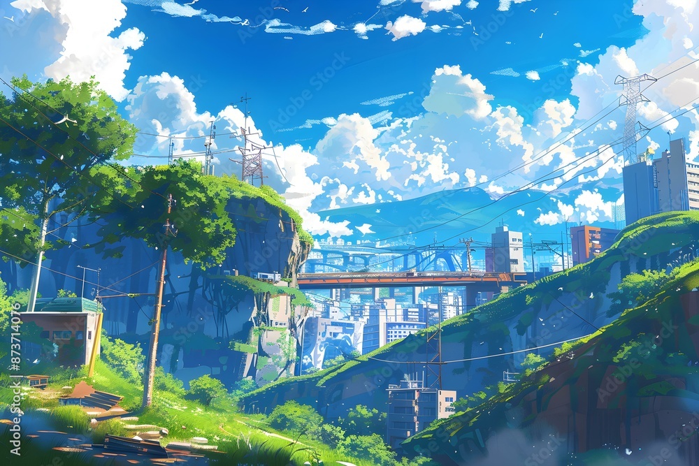 Beautiful scenery from a beautiful anime movie art style Stock ...