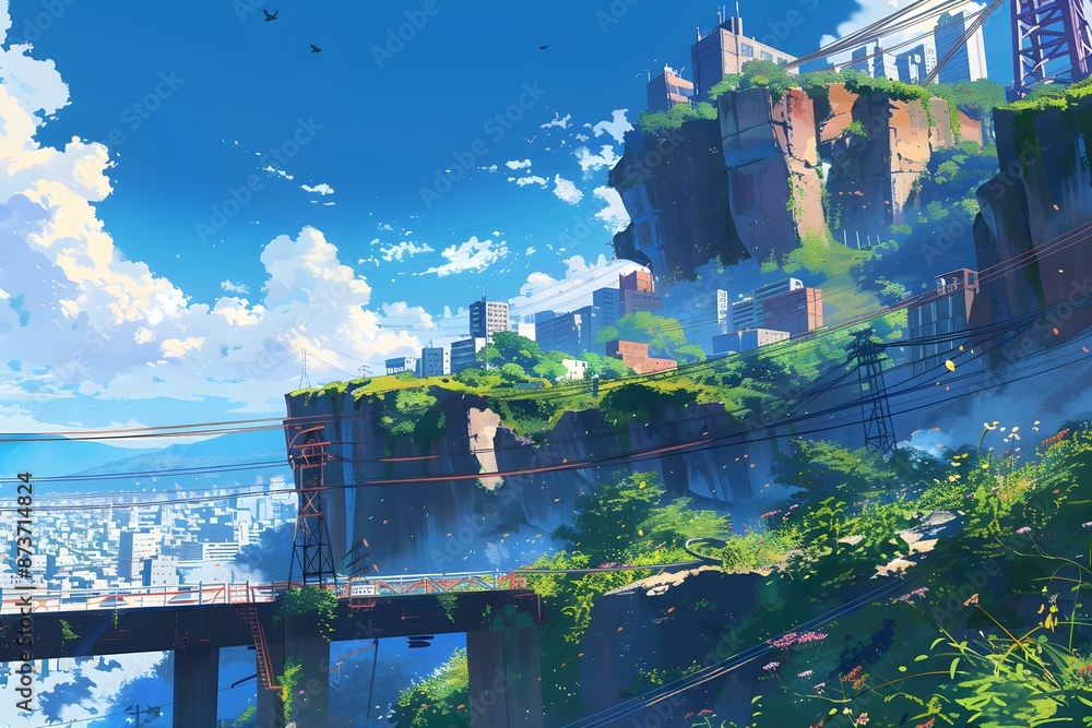 Beautiful scenery from a beautiful anime movie art style Stock ...