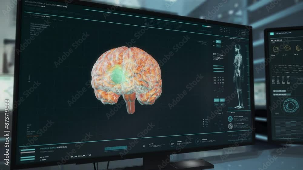 Patients Head Examination By Futuristic Ultrasound Scanner. Modern X ...