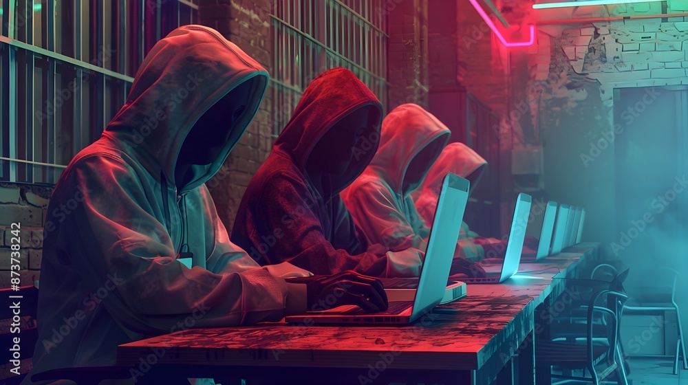 Secretive hooded figures huddled over their portable computers plotting ...