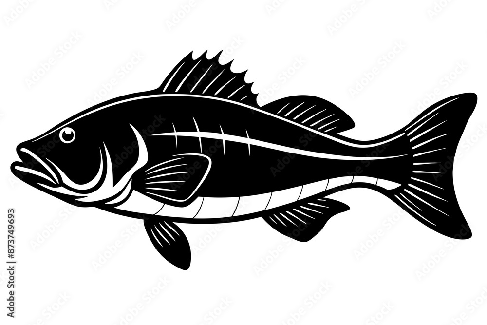 Bass vector illustration, Bass isolated on white, Bass silhouette, Bass ...