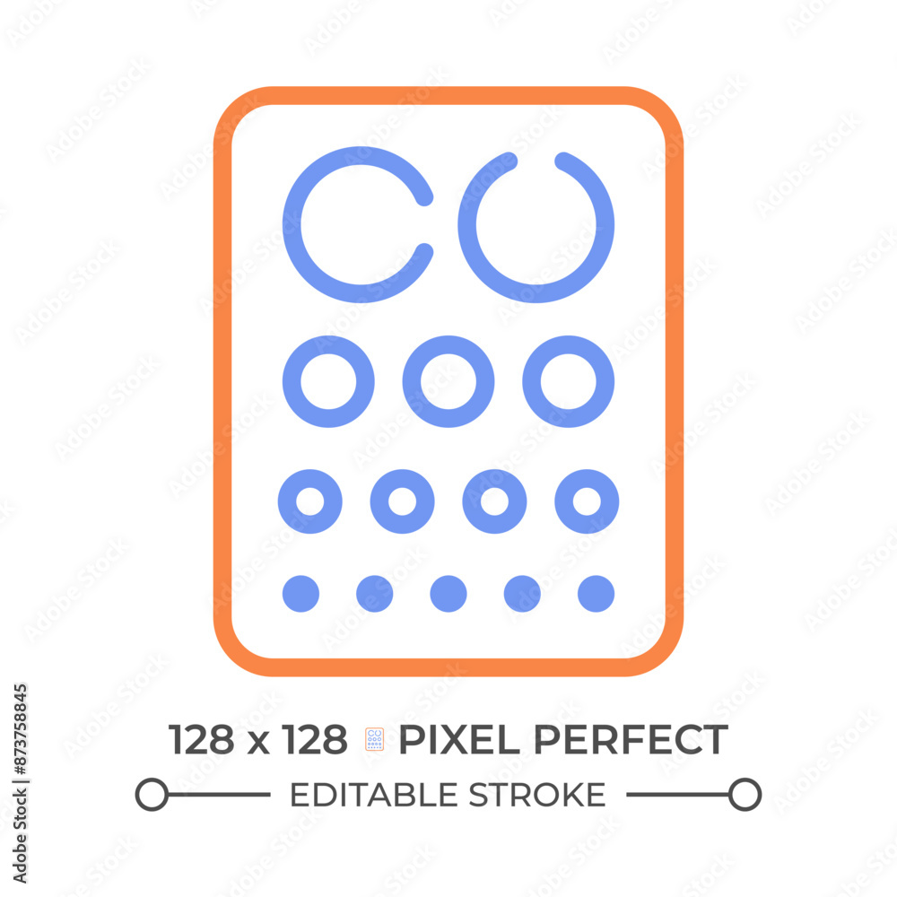 Eye chart two color line icon. Vision examination. Optometrist eye ...