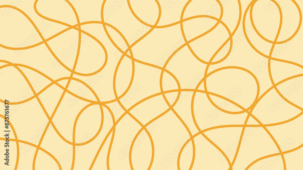 Abstract Yellow Swirl Background. Hand drawn backdrop with line curly ...