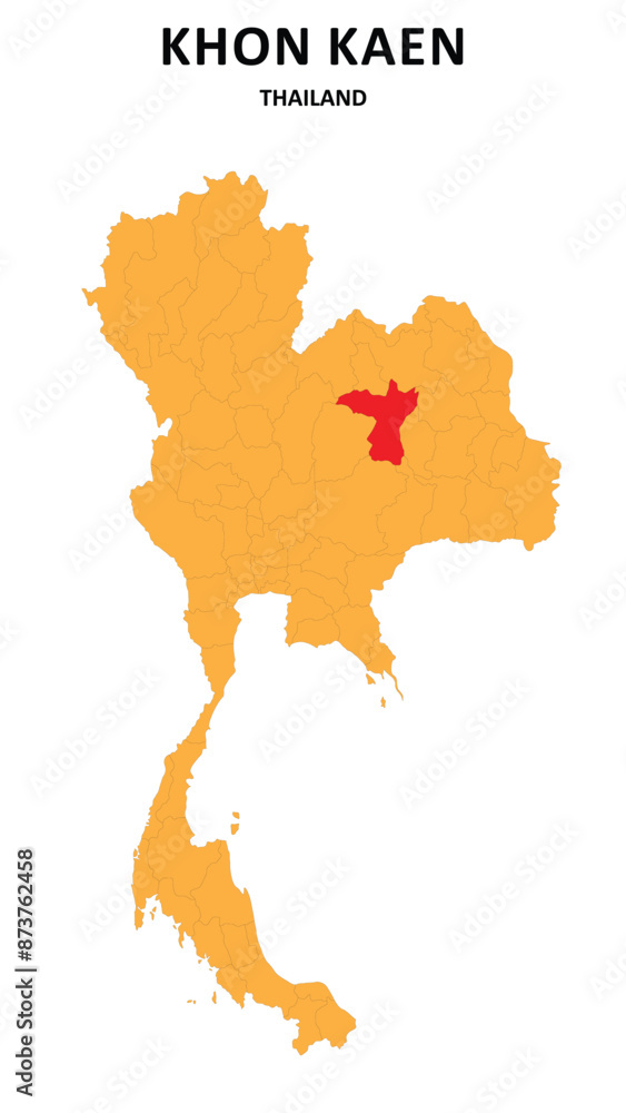 Khon Kaen Map is highlighted on the Thailand map with detailed State and region outlines. Stock ...