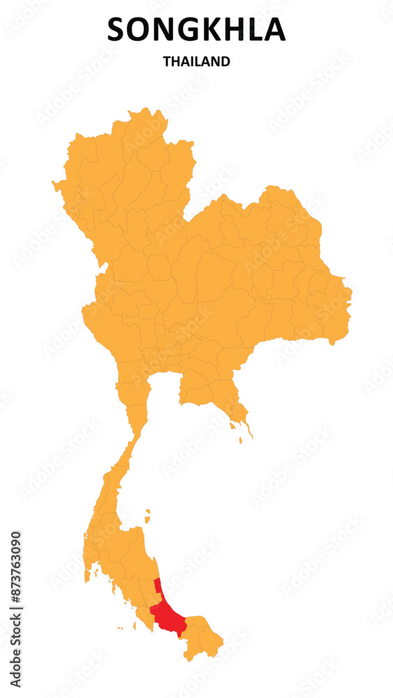 Songkhla Map is highlighted on the Thailand map with detailed State and ...