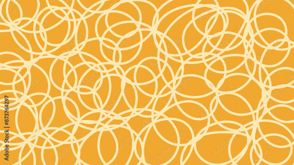 Abstract Yellow Background with curls and swirls. Hand drawn backdrop ...