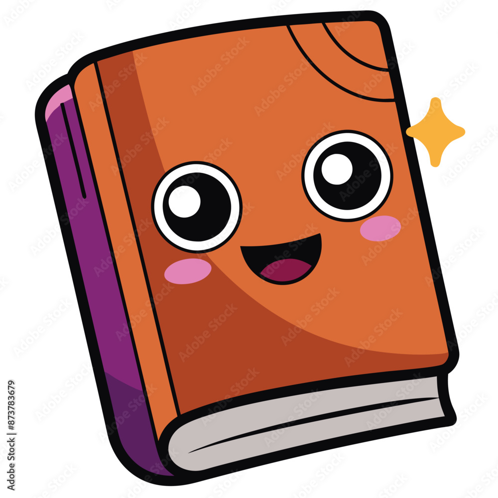 A Happy Orange Book Character With Big Eyes and a Smile, A cartoon ...