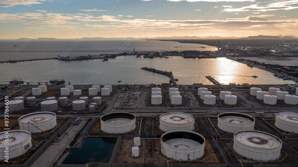 Aerial view oil and gas depot industrial facility for storage logistic ...