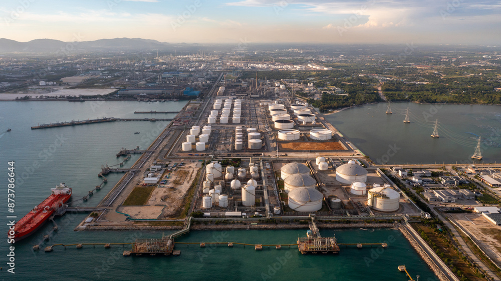 Aerial view oil and gas depot industrial facility for storage logistic ...
