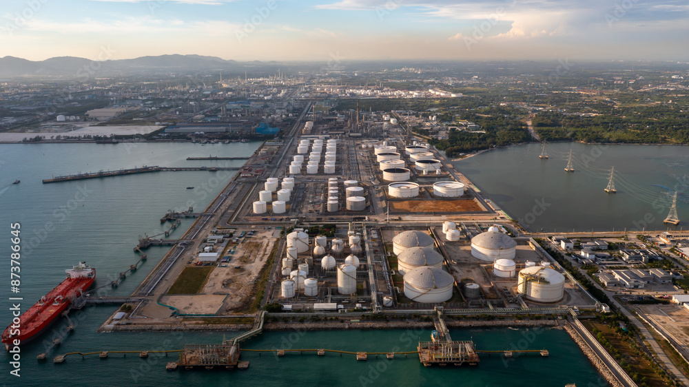Aerial view oil and gas depot industrial facility for storage logistic ...