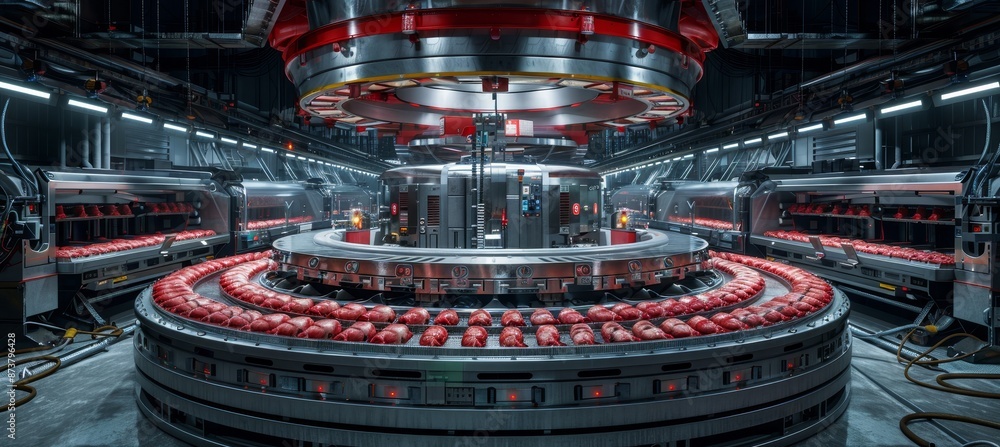 High-Tech Pork Processing Factory with Automated Machines Stock ...