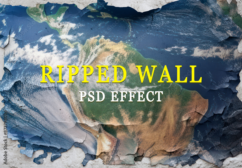 Ripped Wall PSD Effect Stock Template | Adobe Stock