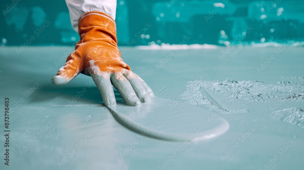 ภาพประกอบสต็อก Visual depiction of the plastering process, showing the ...