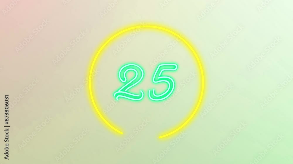 30 seconds green and yellow color neon light countdown timer on pastel ...
