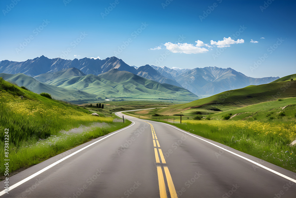 Open Road Adventure: An Inviting Asphalt Road to The Horizon Between ...