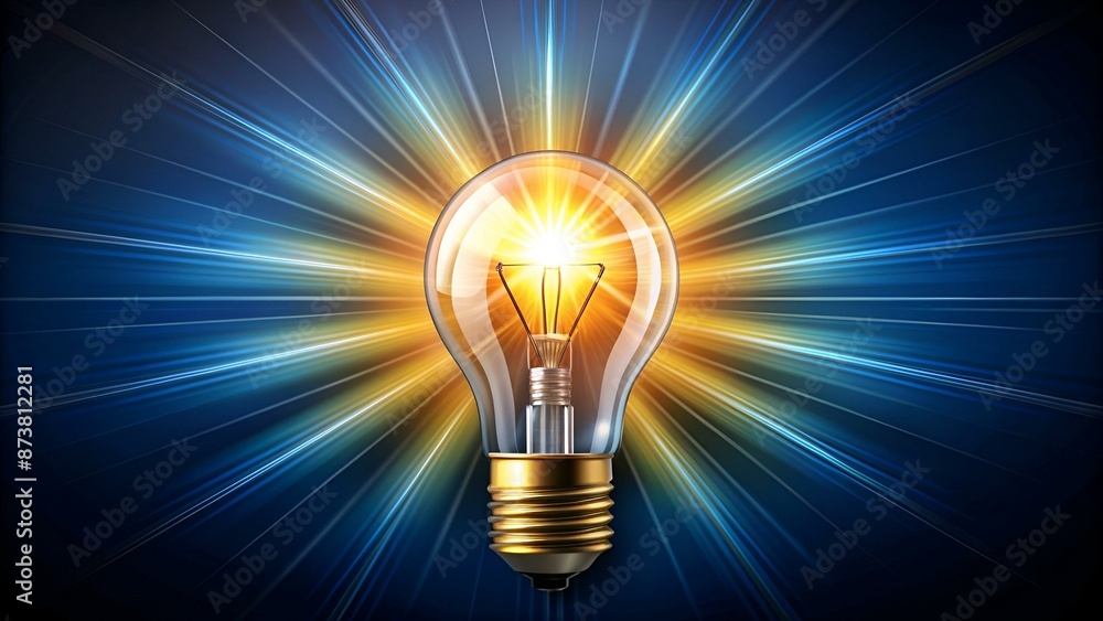 Foco o bombilla con rayos, encendido y apagado. On y off. Concepto de ...