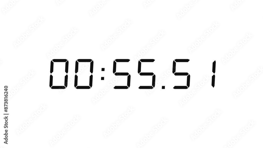 6 Digits Matte Black Digital Countdown Timer Starting at 01:00:00 (60 ...