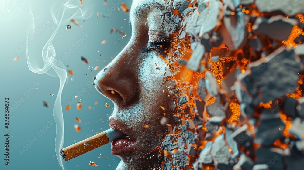 Visual health campaign poster with a cigarette shattering into pieces ...