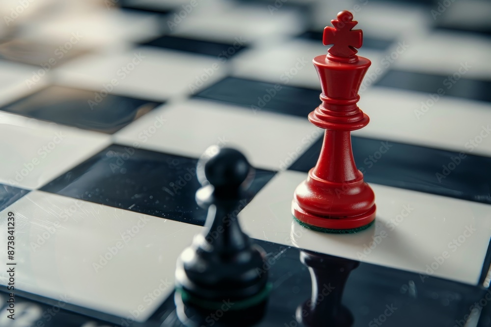 Detailed view of a red and black chess piece, Analyze data from ...