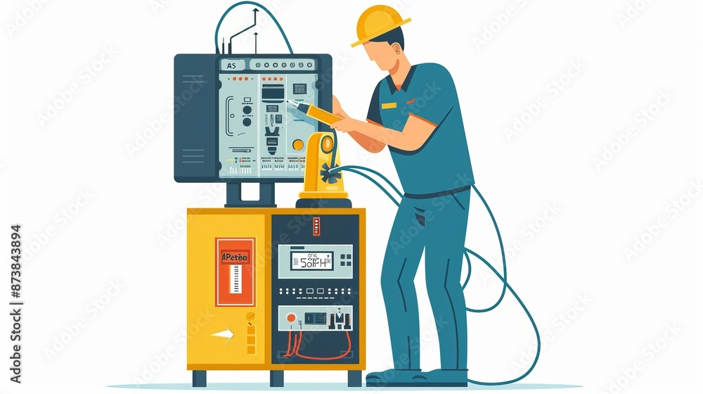 Electronics repair illustration a tester checking with a multimeter ...