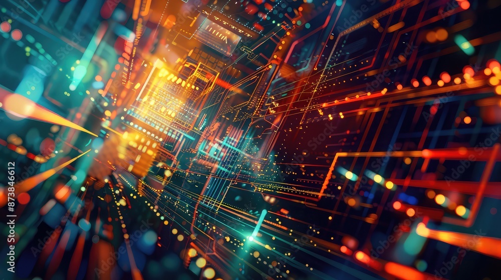 technology circuit over black background. global technology and digital ...