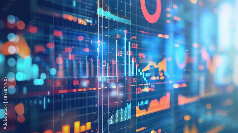 Futuristic business background with charts and graph,Financial ...