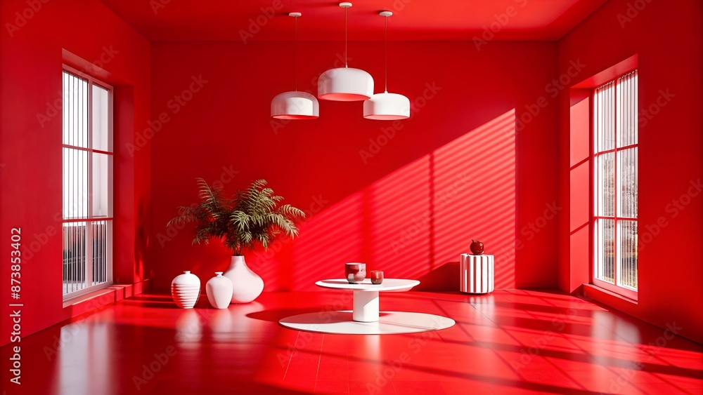 Elegant Light Play in Bare Interior - Red Tone 3D. Perfect for ...