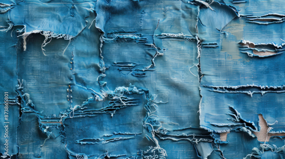 Blue jeans torn and tattered, a tapestry of style. Ripped denim ...