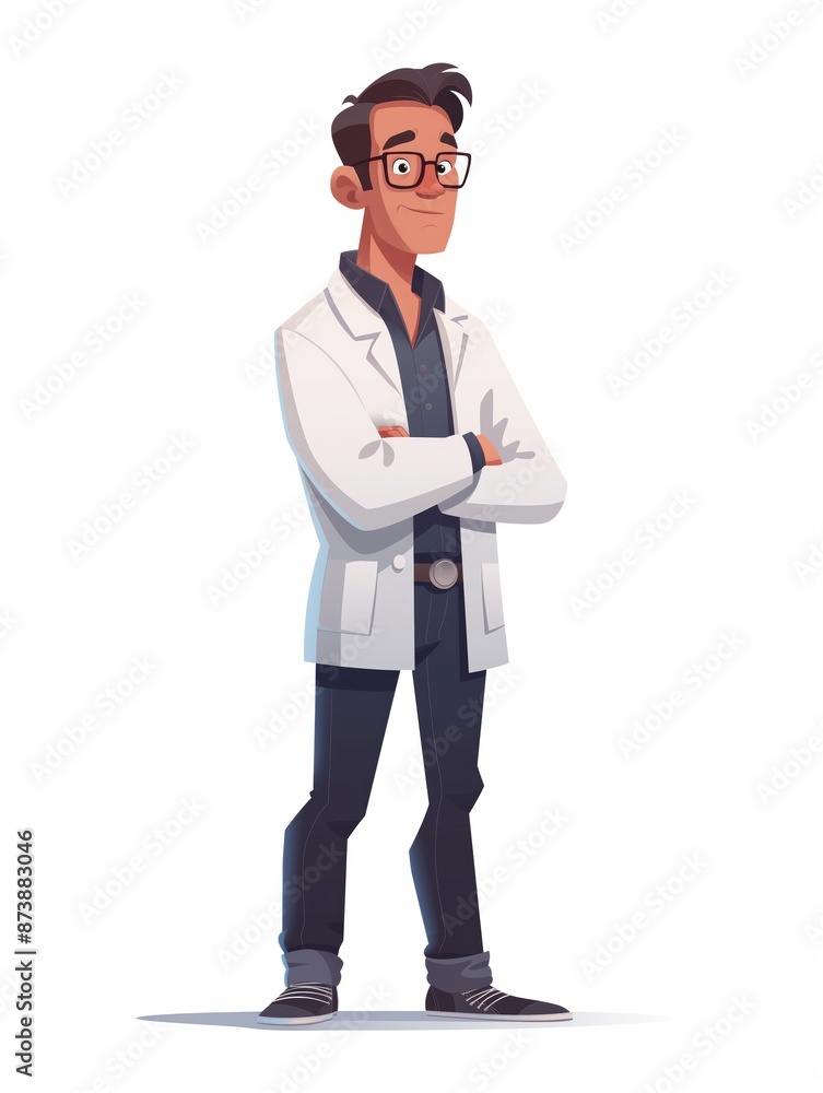 Physicist male with labcoat, Full body character, Vector illustration ...