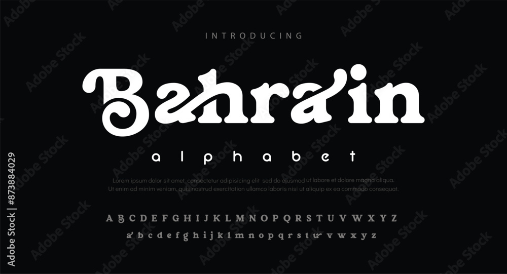 Bahrain Abstract Quality font alphabet. Minimal modern urban fonts for ...
