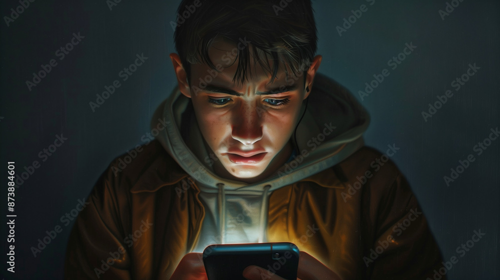 Realistic detailed illustration of a teenager distressed by something ...