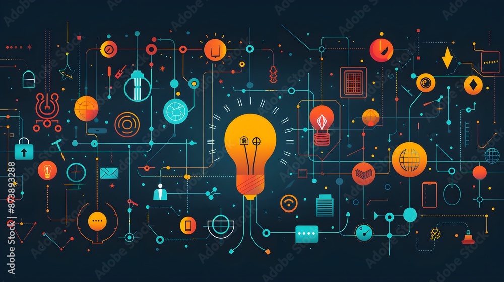 Digital mind map with interconnected idea, visual thinking, creative ...