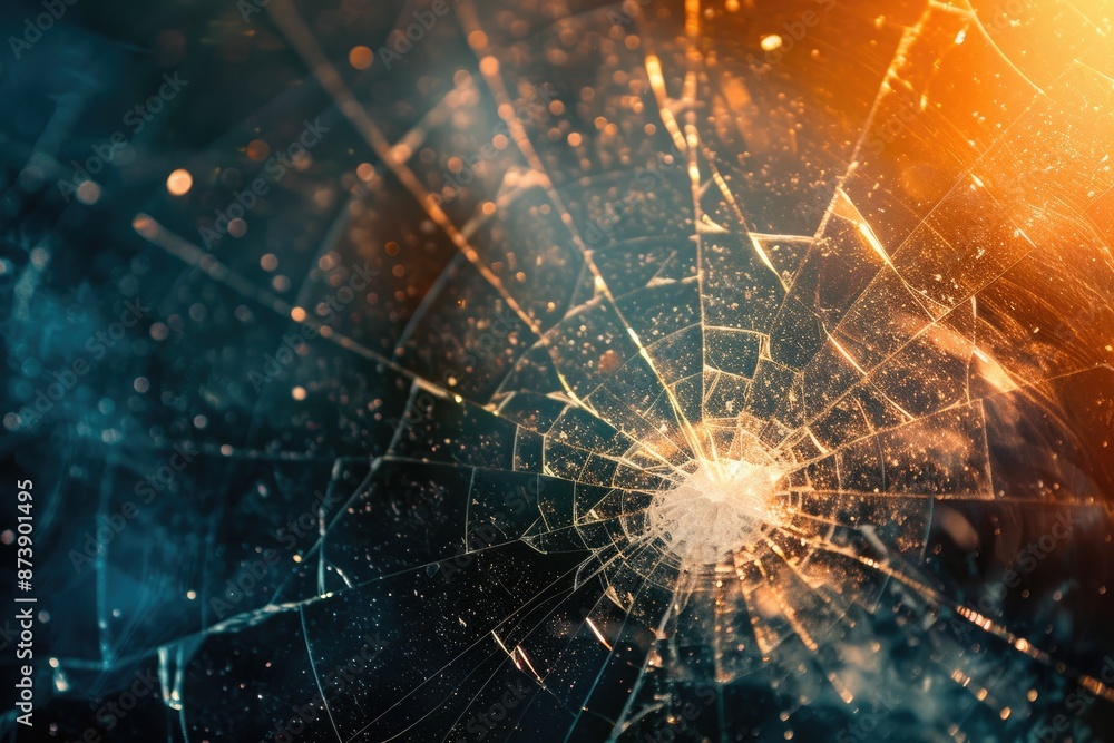 Shatter Texture. Dark Blur Lens Flare on Distressed Matrix Screen with ...