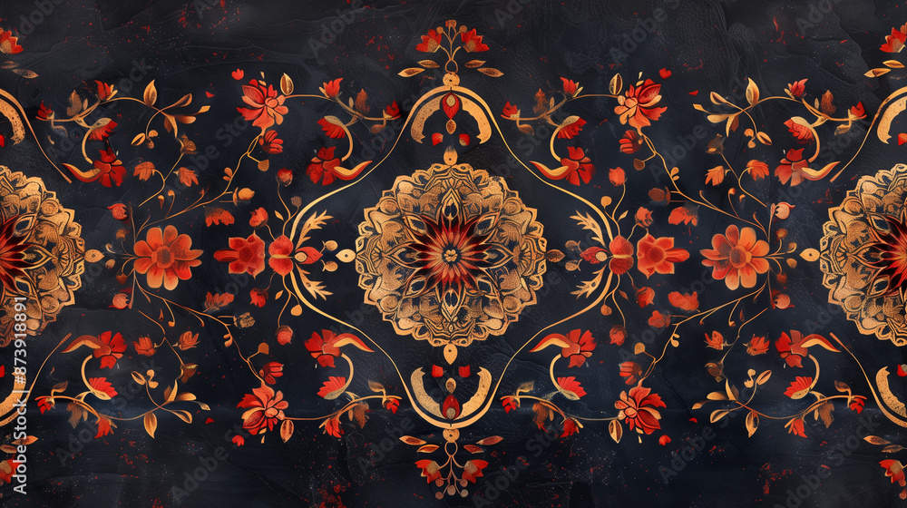 The elements of the traditional Mughal border are distinguished by ...