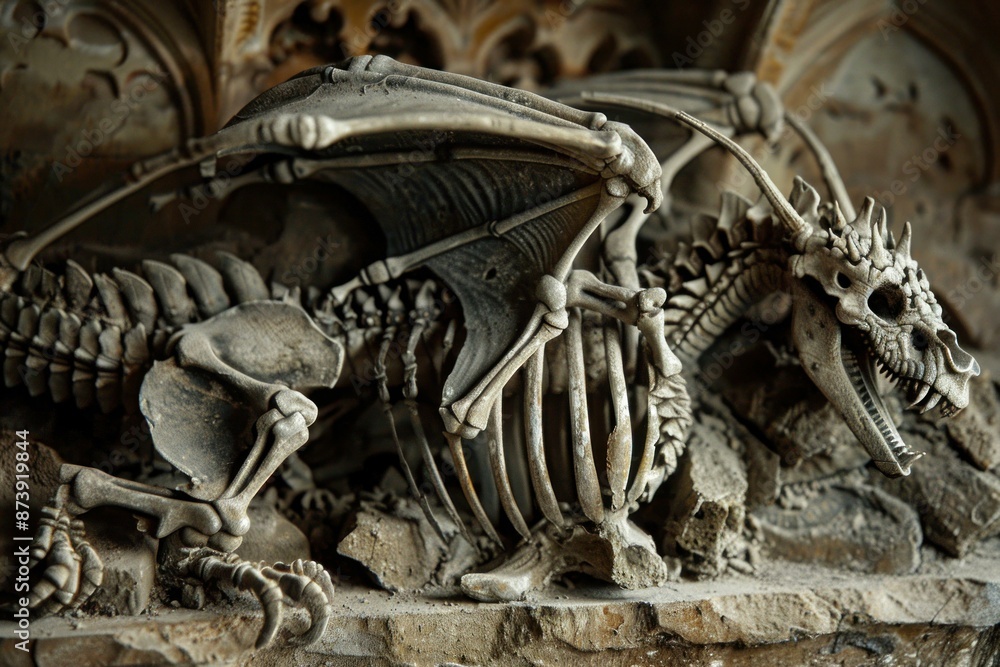 Intricate gothic dragon skeleton sculpture. A unique and artistic ...