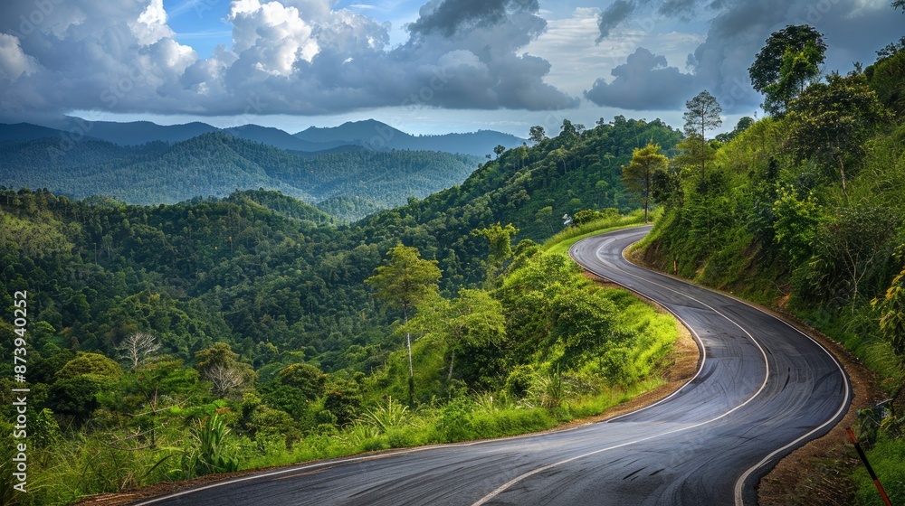 Road Number 3 In Tak, Thailand, Winding Through Scenic Landscapes Stock ...