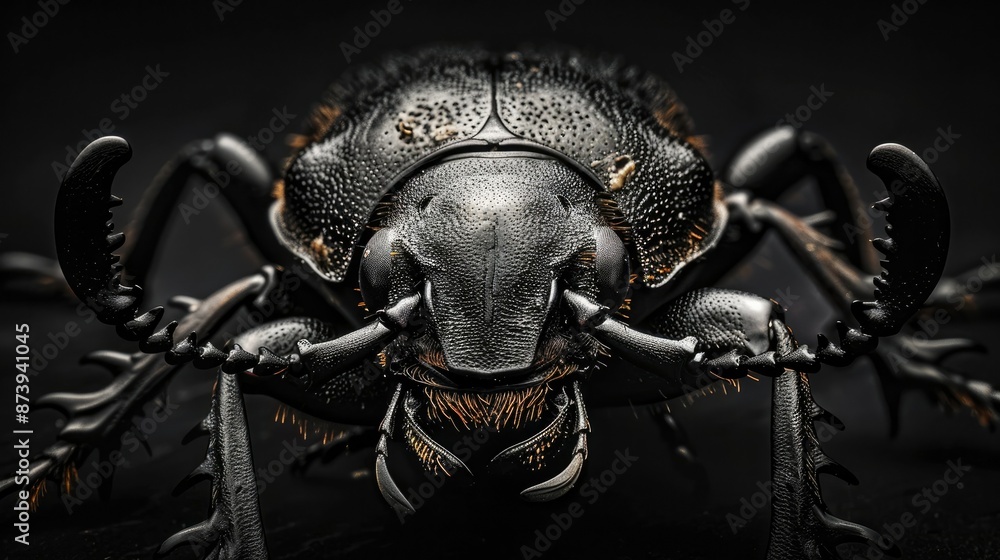 Dramatic Monochrome Capture of Stag Beetle Exoskeleton Anatomy in Vivid ...