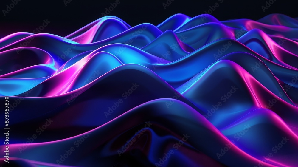 Modern ultraviolet wallpaper with 3D render of curvy layers and folds ...