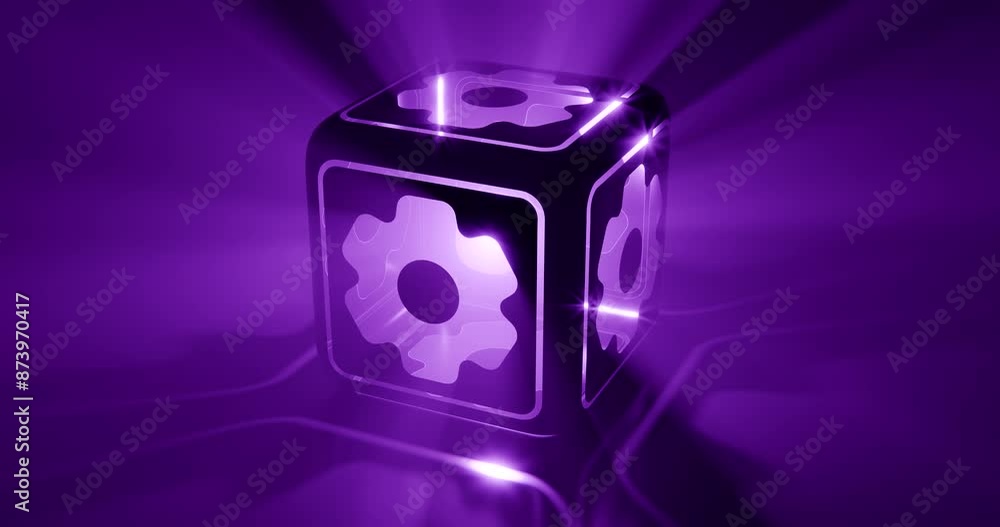 Iconic cube animation self emitting light rays through Settings ...