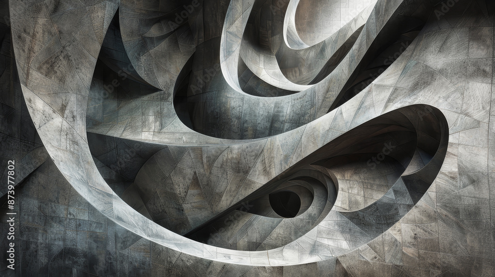 Abstract geometric shapes overlapping and intersecting in a complex ...