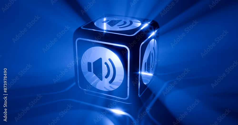 Iconic cube animation self emitting light rays through Media Audio ...