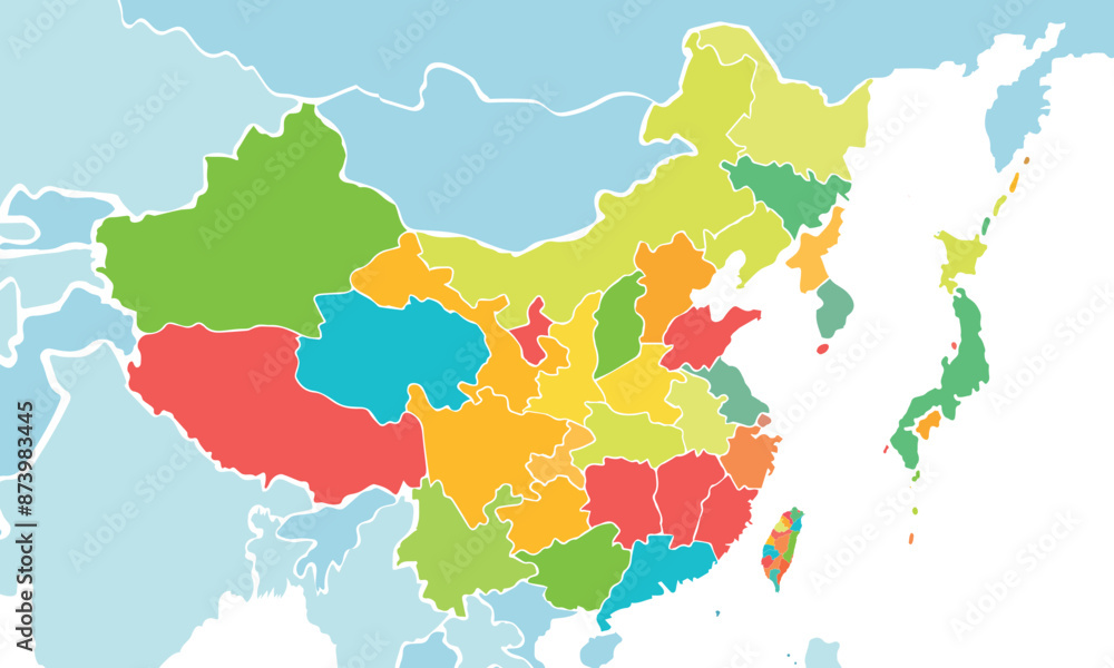 Map of china isolated modern colorful style. for website layouts ...