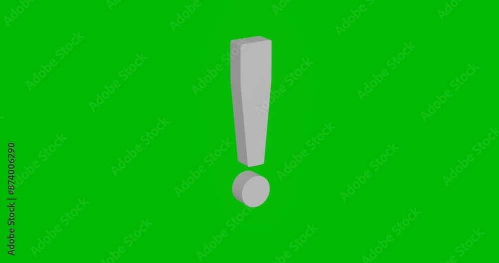 Animation of rotation of a white exclamation symbol with shadow. Simple ...
