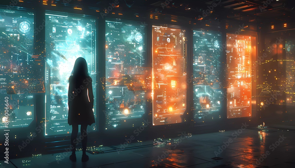 Digital Time Travelers, group of futuristic avatars standing on ...