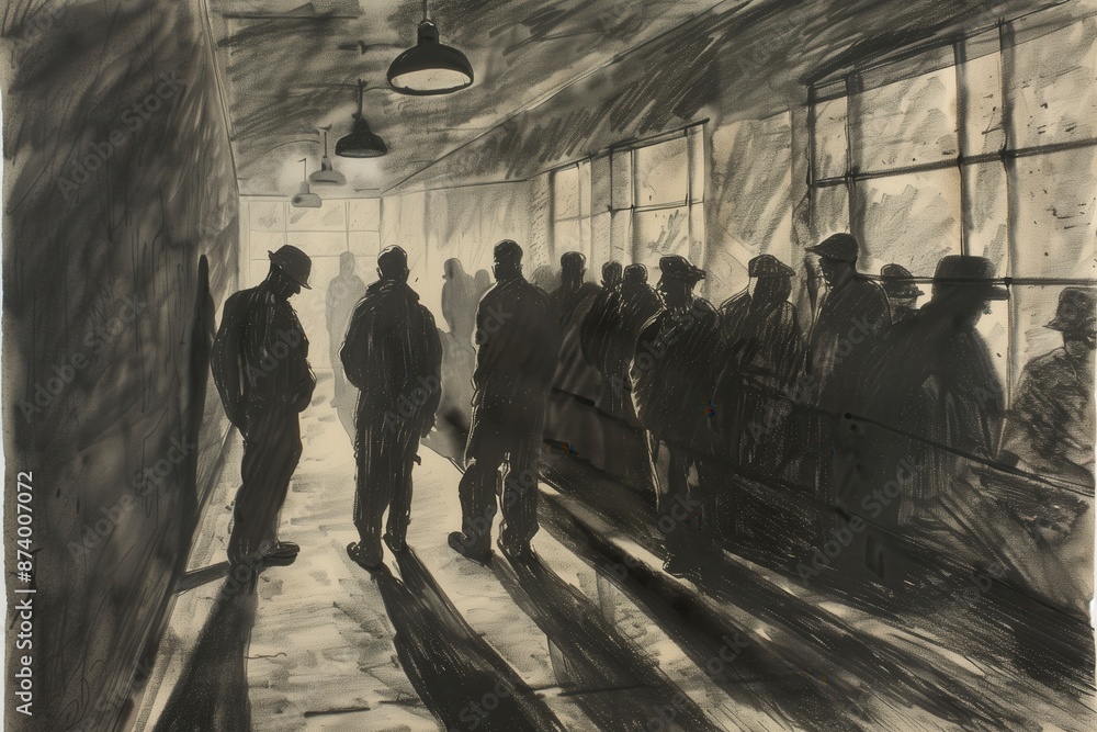 Graphite and style chalk drawing depicting a World War II prisoner of ...