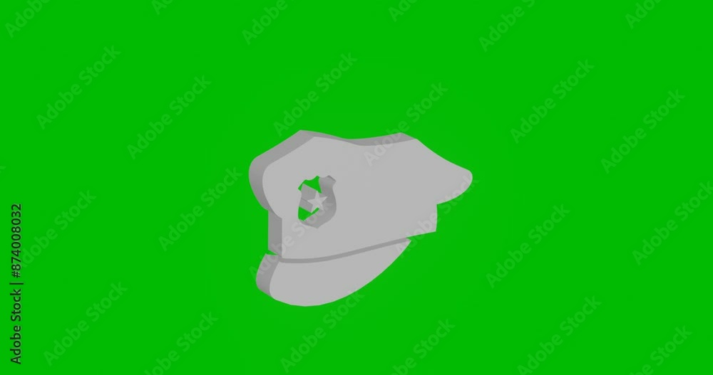Animation of rotation of a white police cap symbol with shadow. Simple ...