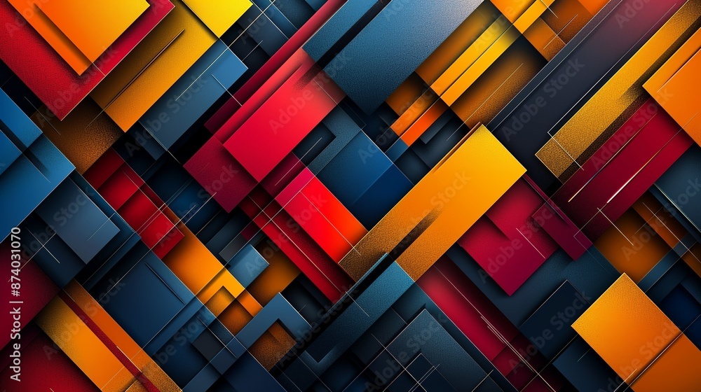 Design a dynamic geometric pattern with sharp angles and bold colors ...