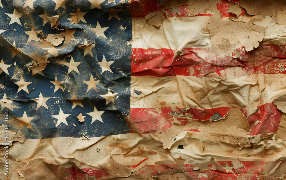 flag overlay old color skin on cement wall texture for background use ...