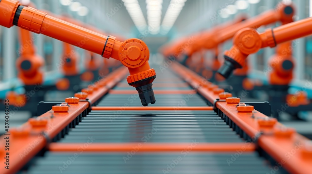 Design an industrial robot assembly line with mechanical precision and ...