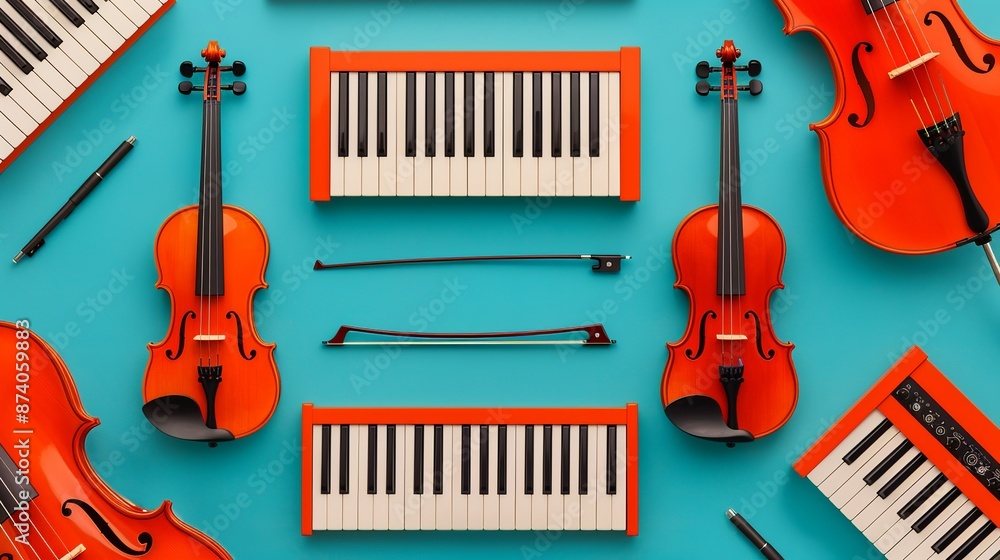 Show harmony with diverse musical instruments coming together to create ...